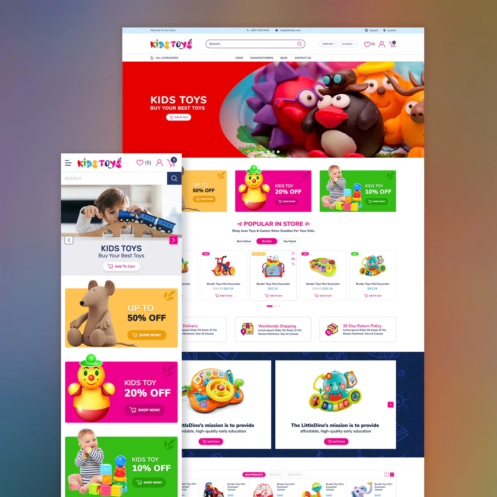 Kids Toys Responsive Theme + Bundle Plugins by nopStation - nopCommerce